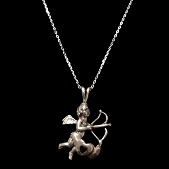 Vintage | Jewelry | Vintage Cupid With Arrow And Heart Pendant And ...